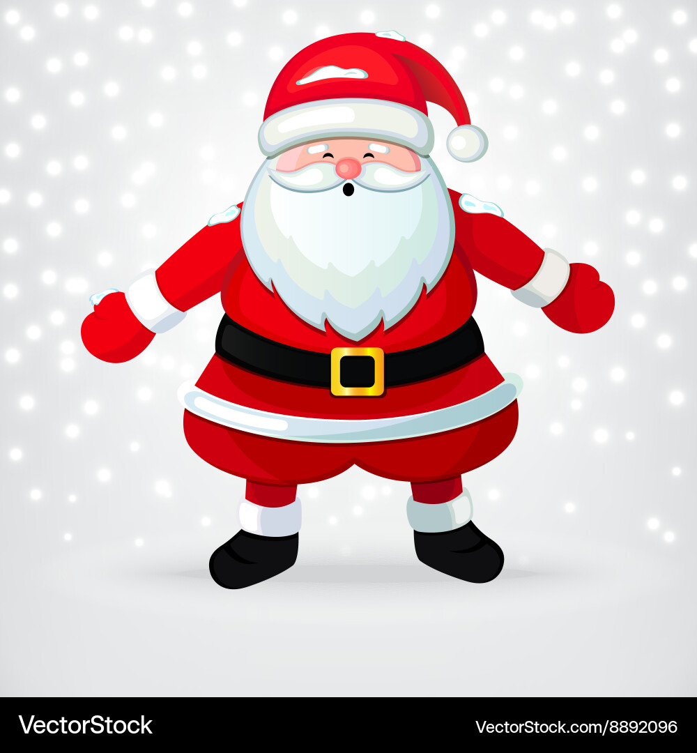 Santa claus smile among snow Royalty Free Vector Image