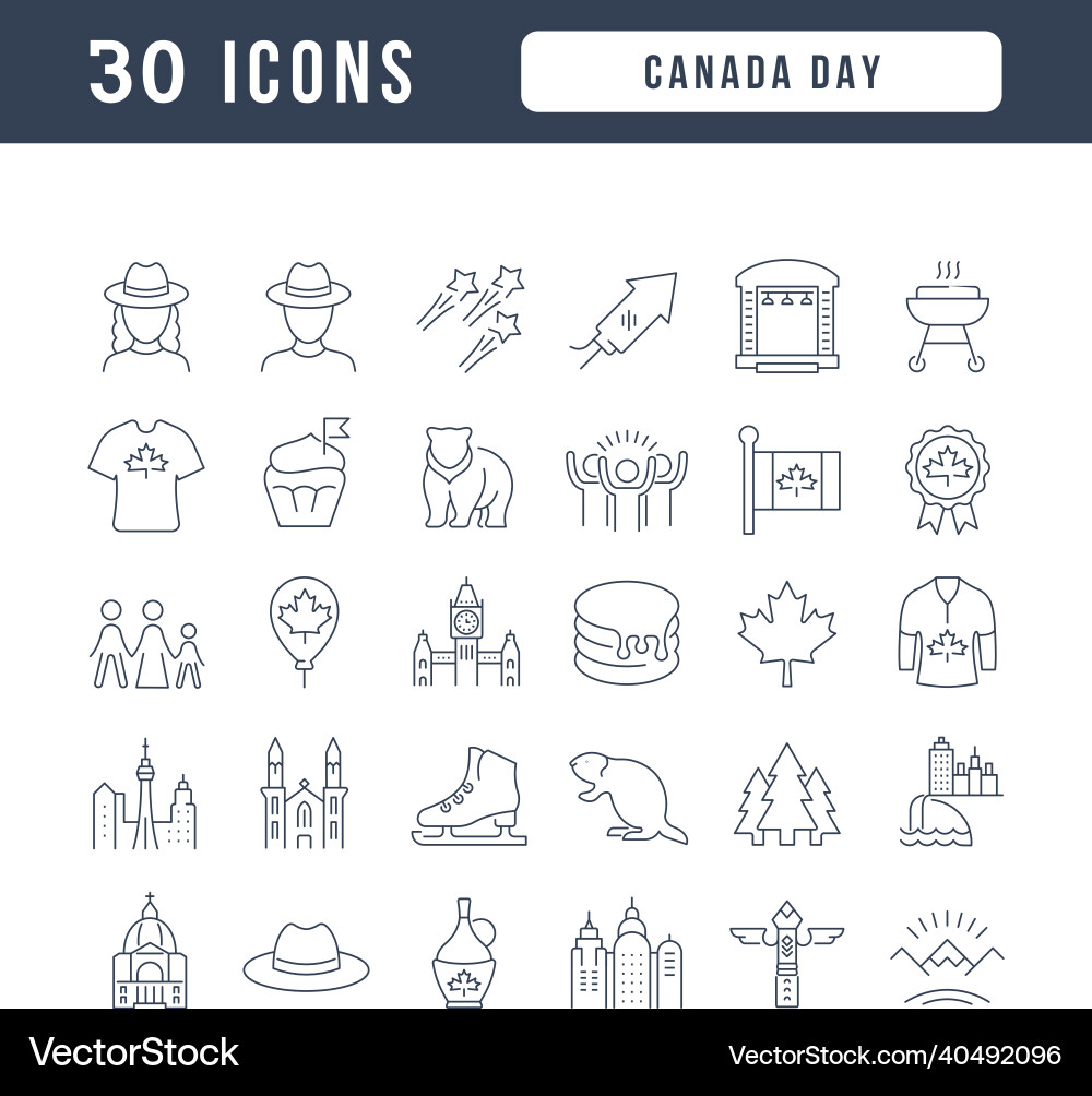 Set of linear icons canada day Royalty Free Vector Image