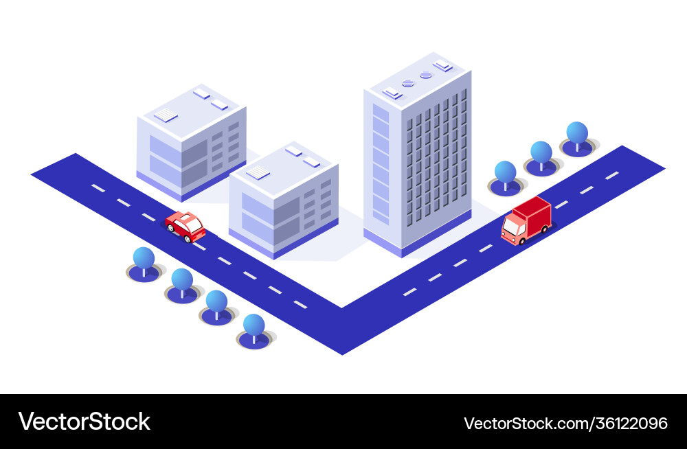 Urban area city infrastructure with pin Royalty Free Vector