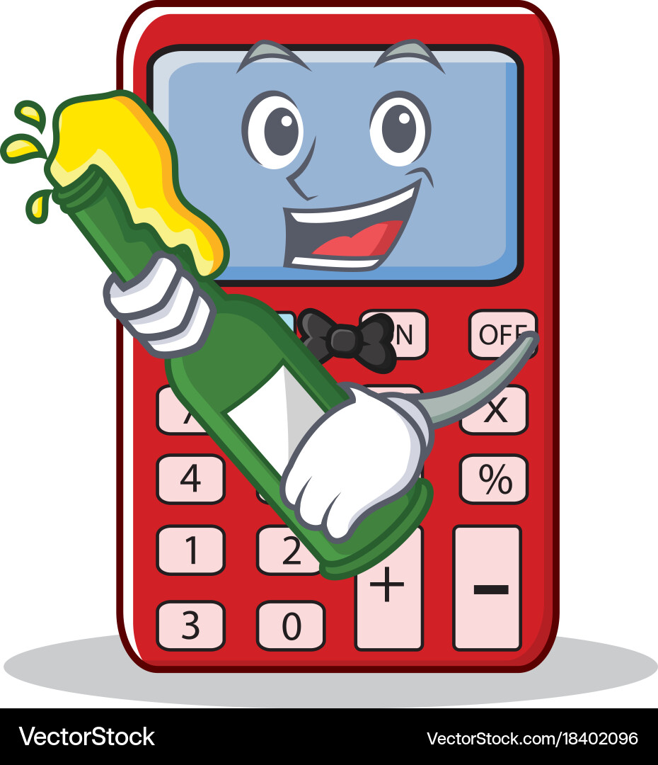 With beer cute calculator character cartoon Vector Image