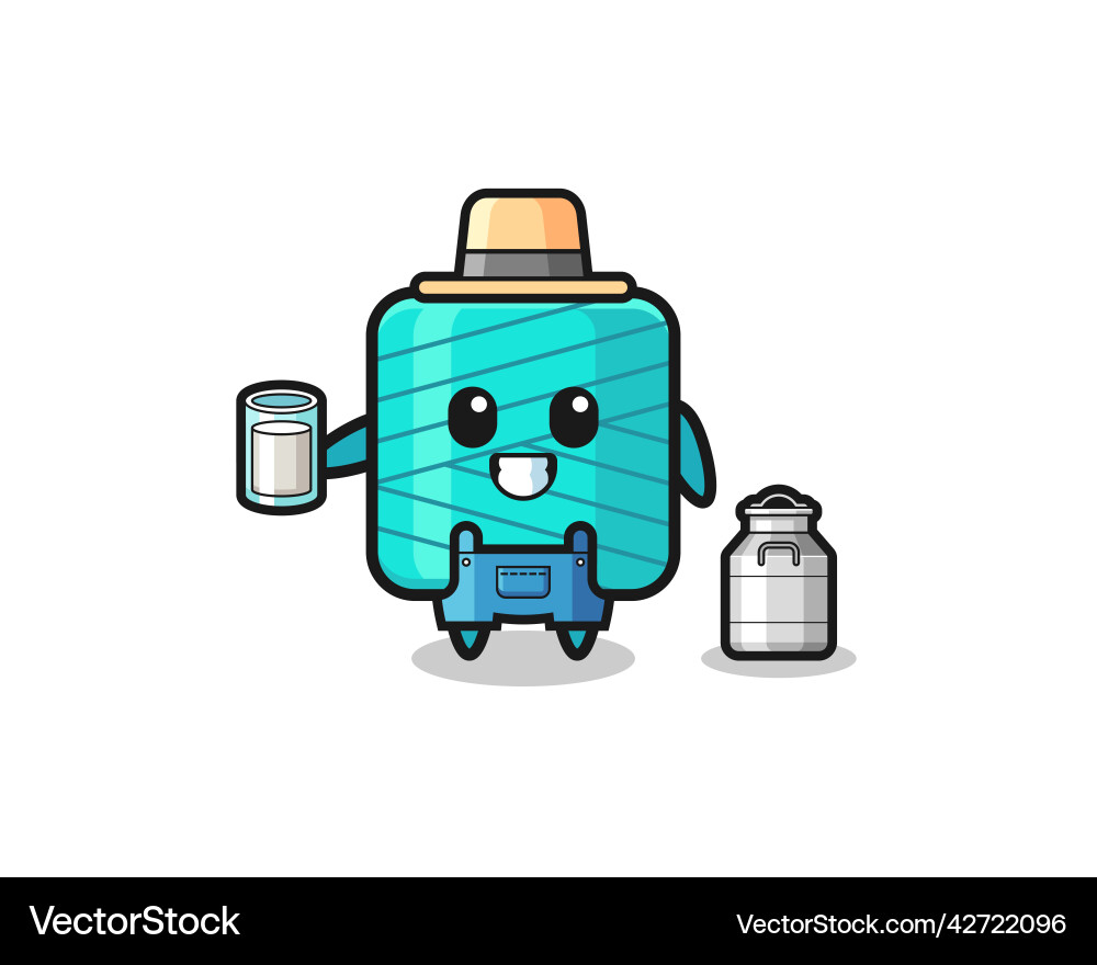 Yarn spool cartoon as the dairy farmer Royalty Free Vector