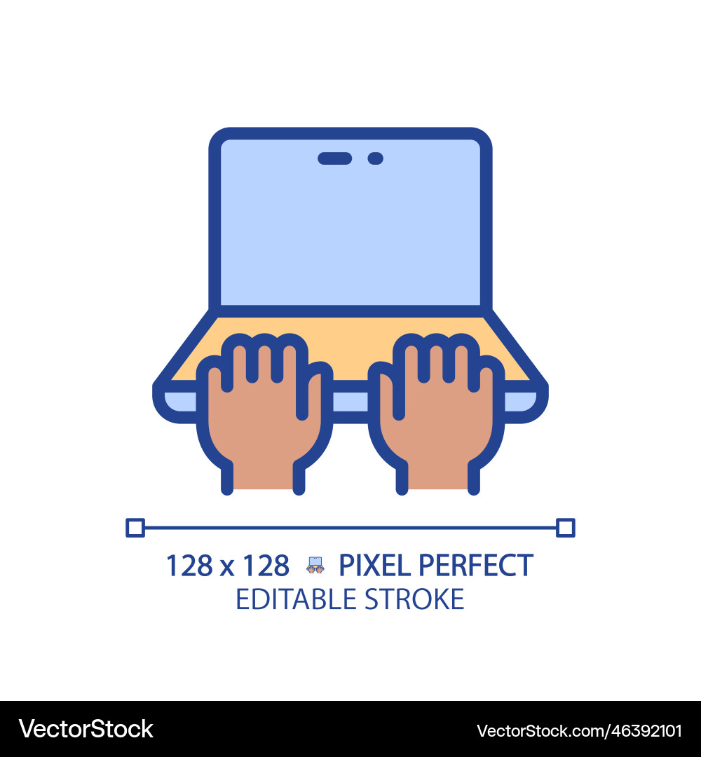 Black hands with laptop pixel perfect rgb color Vector Image