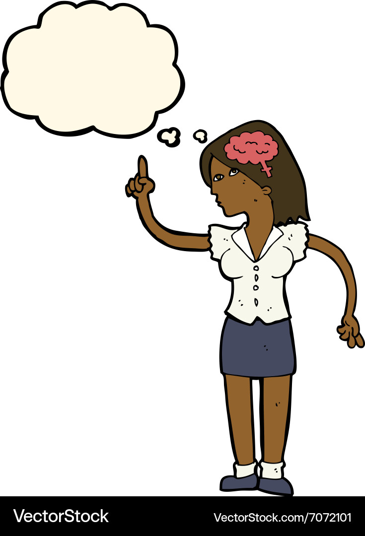 Cartoon woman with clever idea thought bubble Vector Image