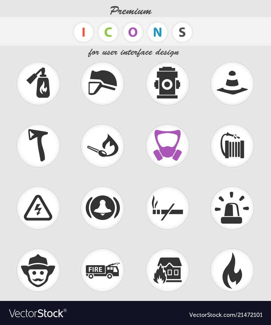 Fire brigade icon set Royalty Free Vector Image