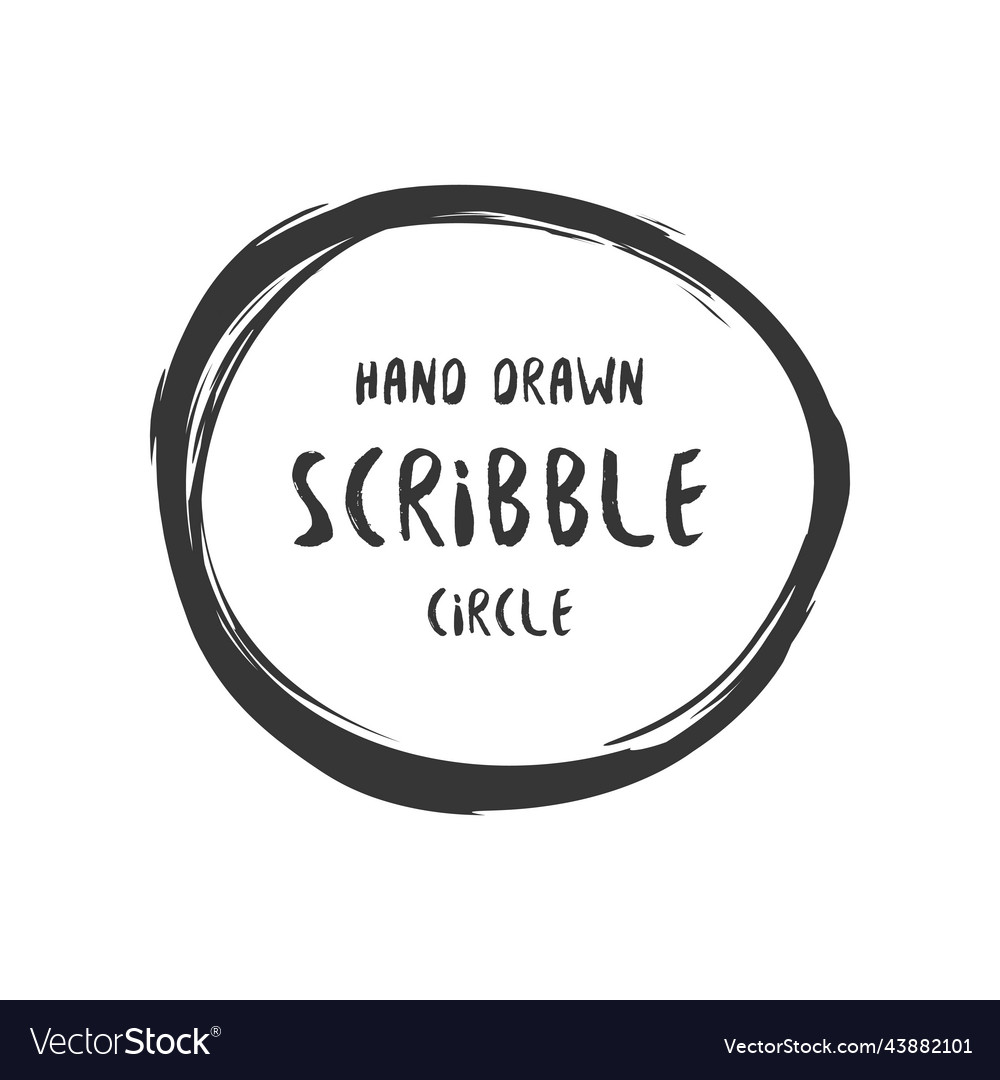 Hand drawn scribble circle and label Royalty Free Vector
