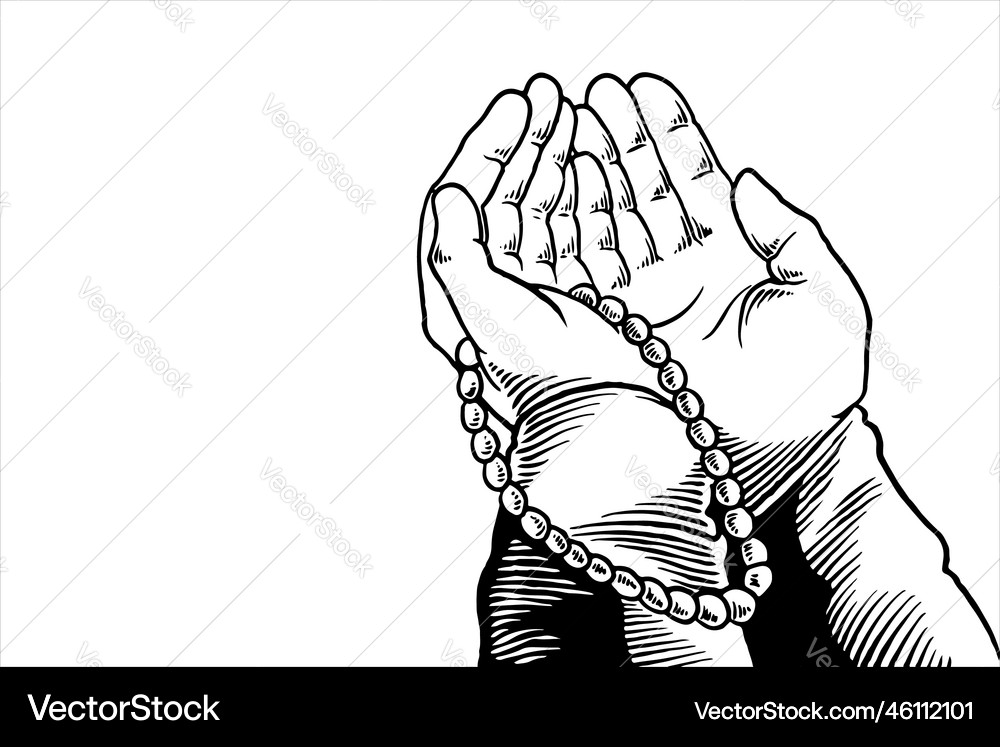 Hand drawn sketch of praying isolated Royalty Free Vector