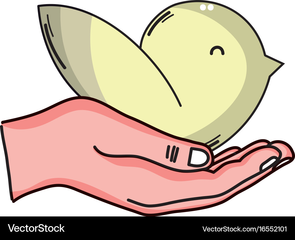 Hand with natural bird dove animal wing Royalty Free Vector