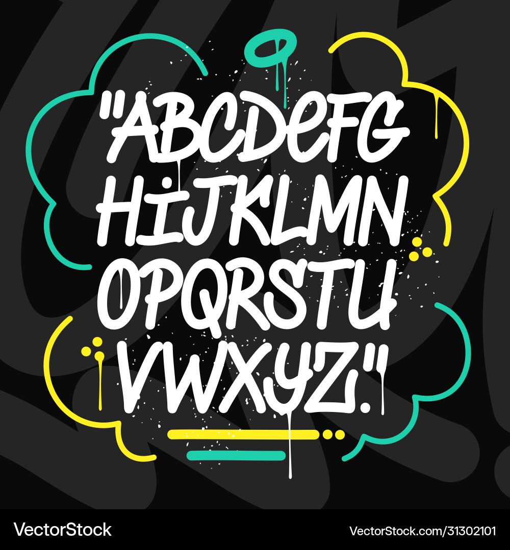 Handwritten doodle graffiti font alphabet Vector Image