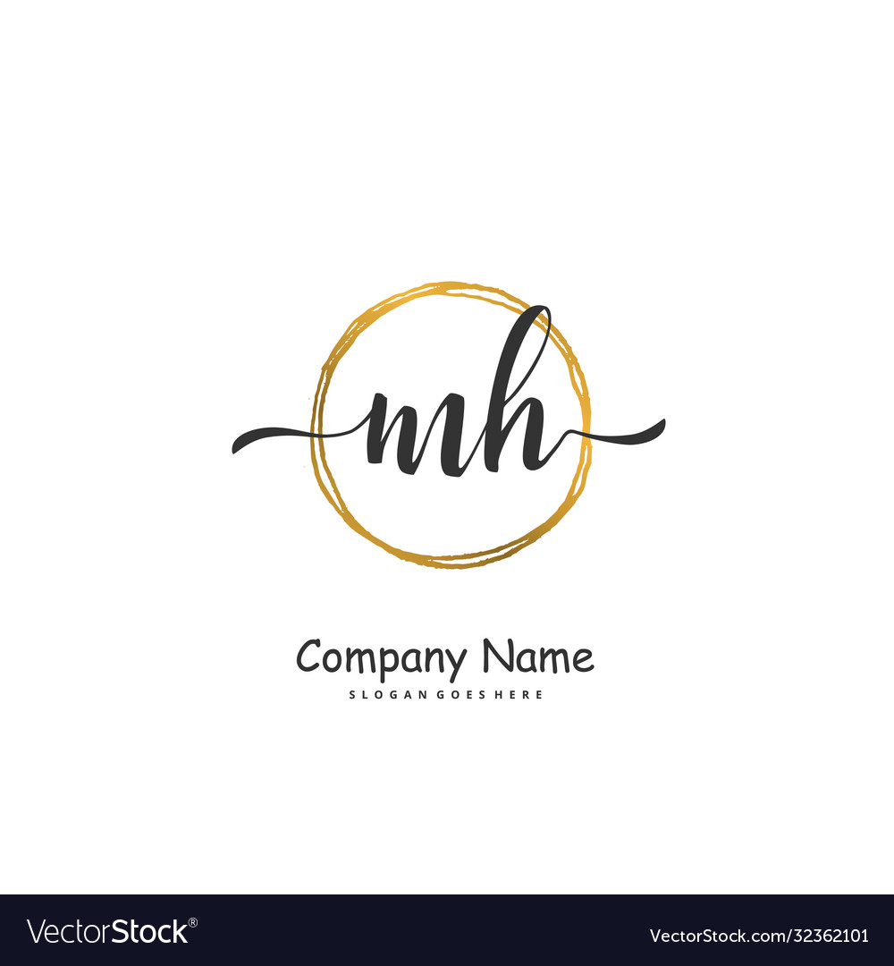 M h mh initial handwriting and signature logo Vector Image