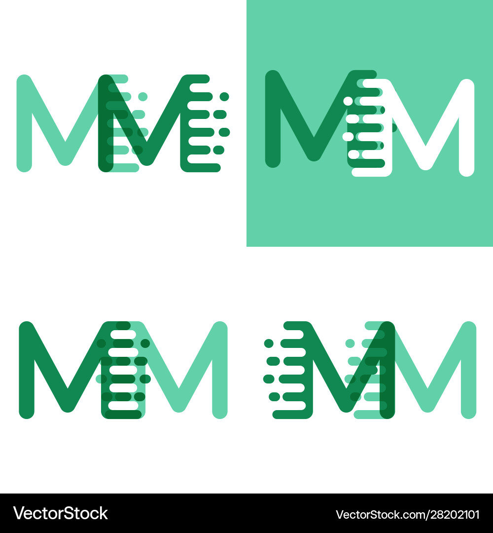 Mm letters logo with accent speed in light green Vector Image