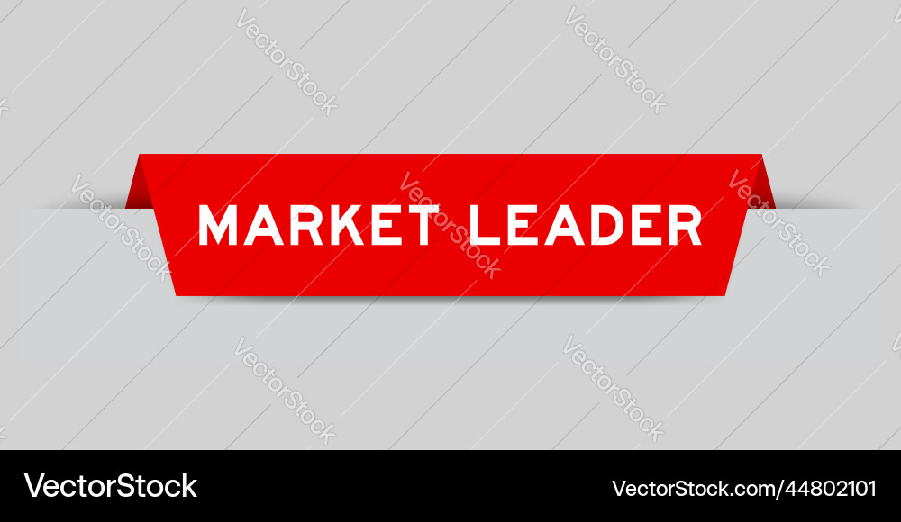 Red color inserted label with word market leader Vector Image