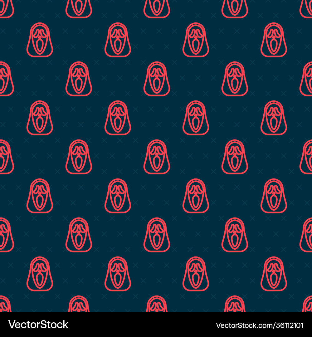 Red line funny and scary ghost mask for halloween Vector Image
