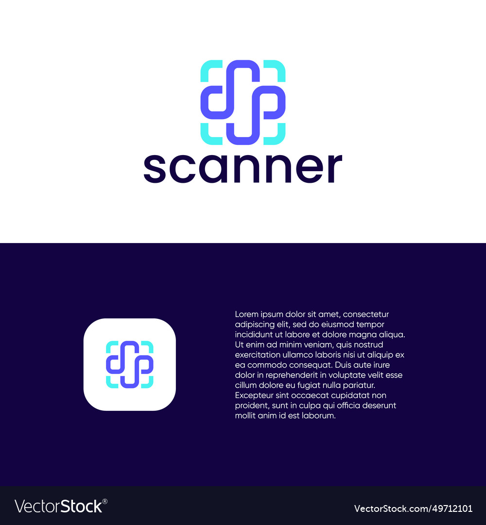 Scanner logo scanning bar code icon Royalty Free Vector
