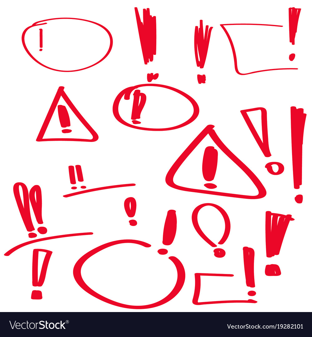 Set hand drawn exclamation mark Royalty Free Vector Image