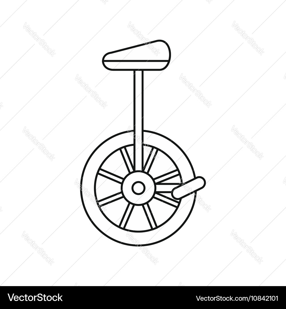 Unicycle one wheel bicycle icon outline style Vector Image
