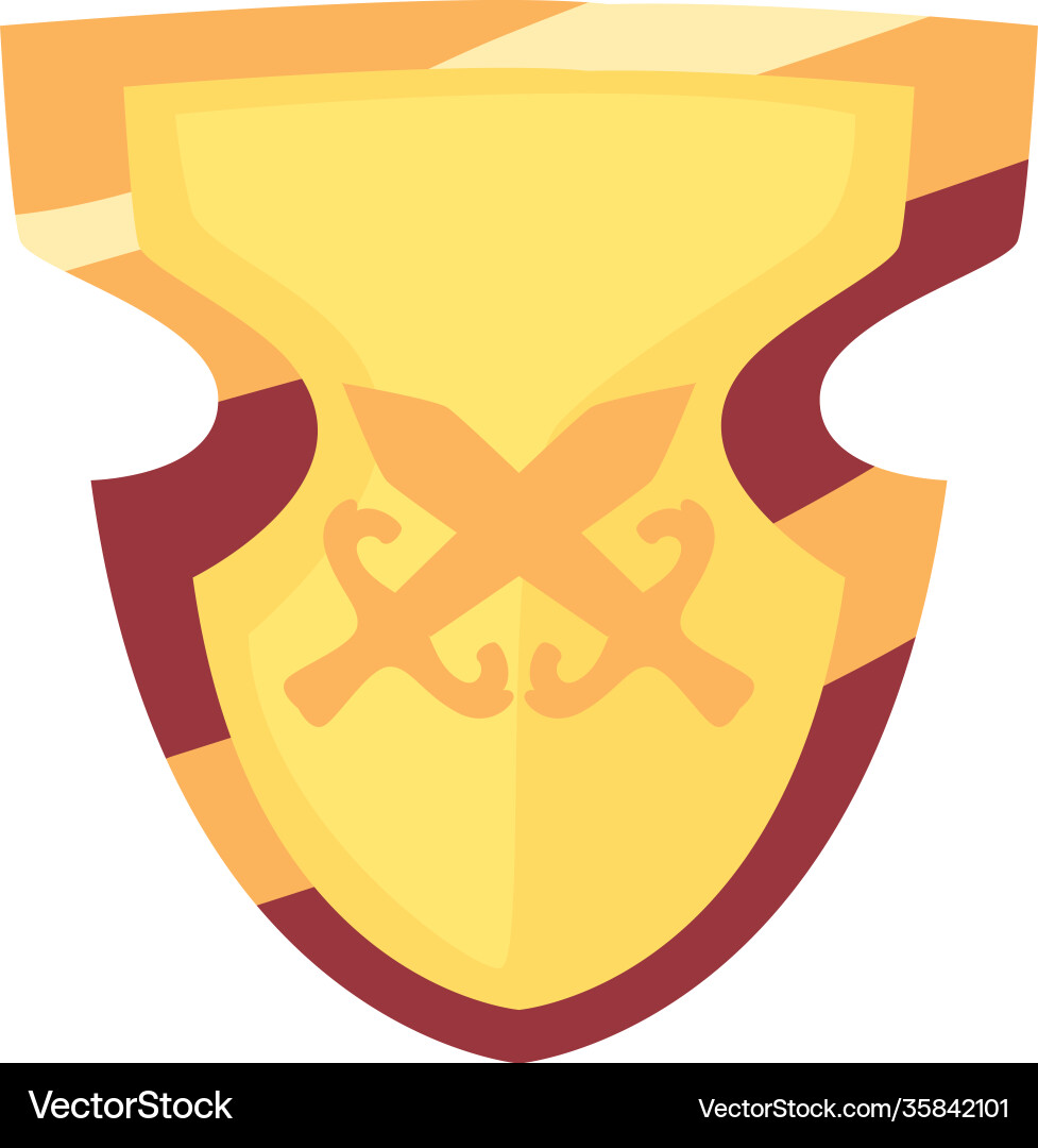 Video game shield golden color in white background