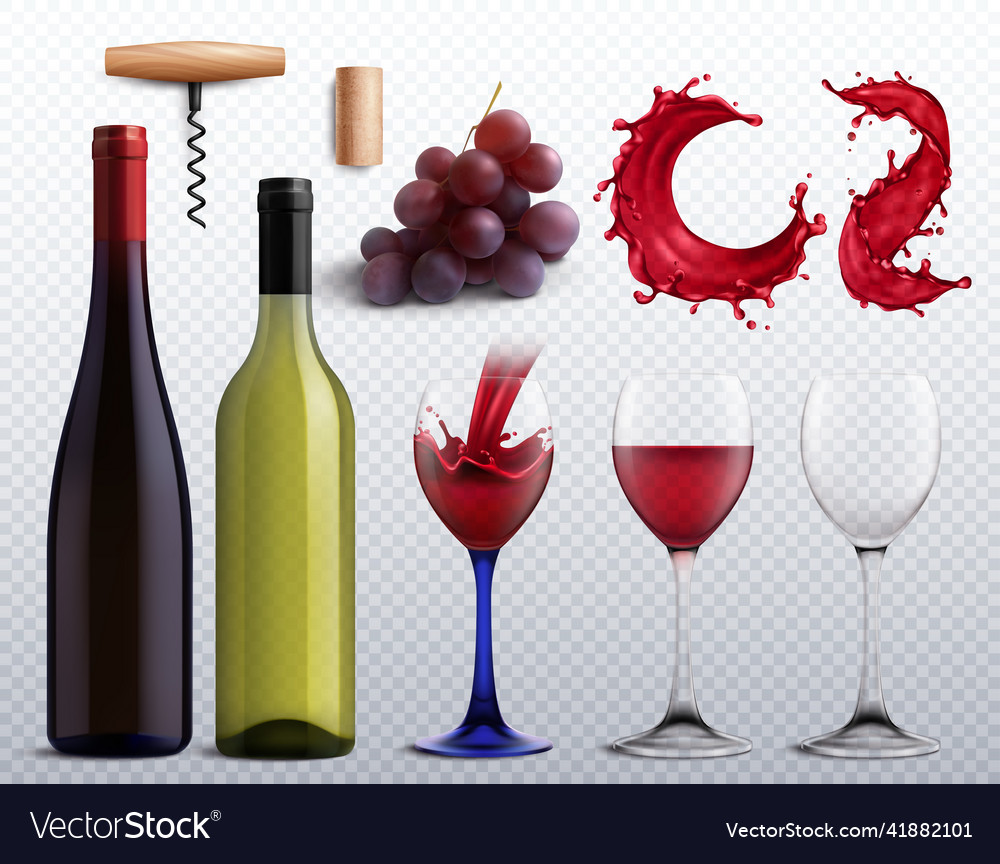 Wine transparent set Royalty Free Vector Image
