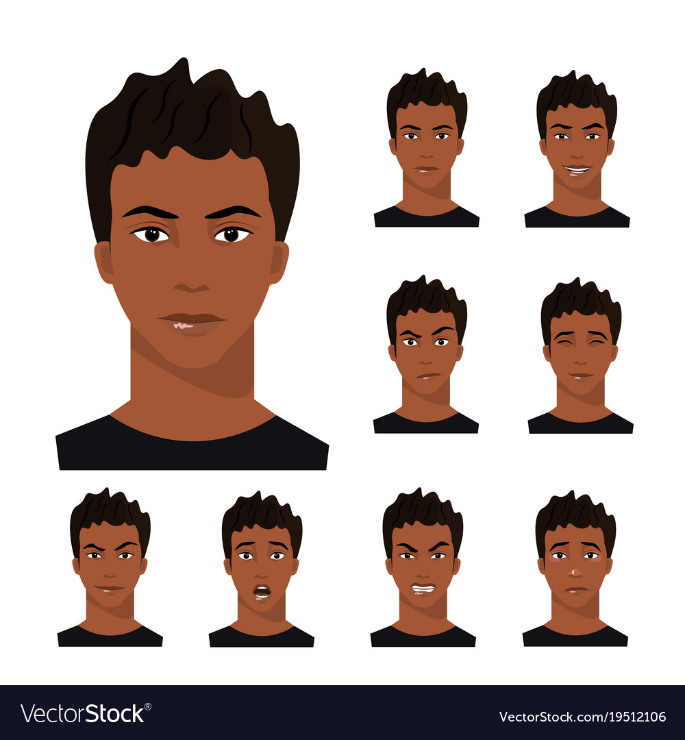 African-american man with different emotions Vector Image