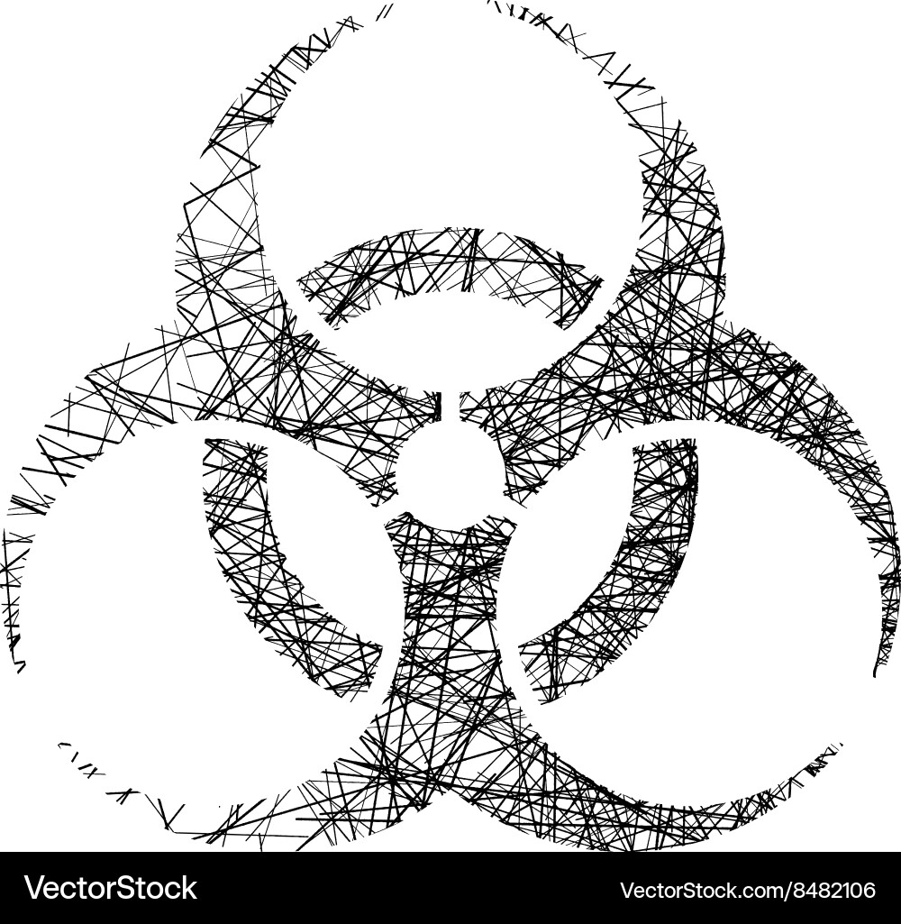 Biohazard sign made of black lines Royalty Free Vector Image