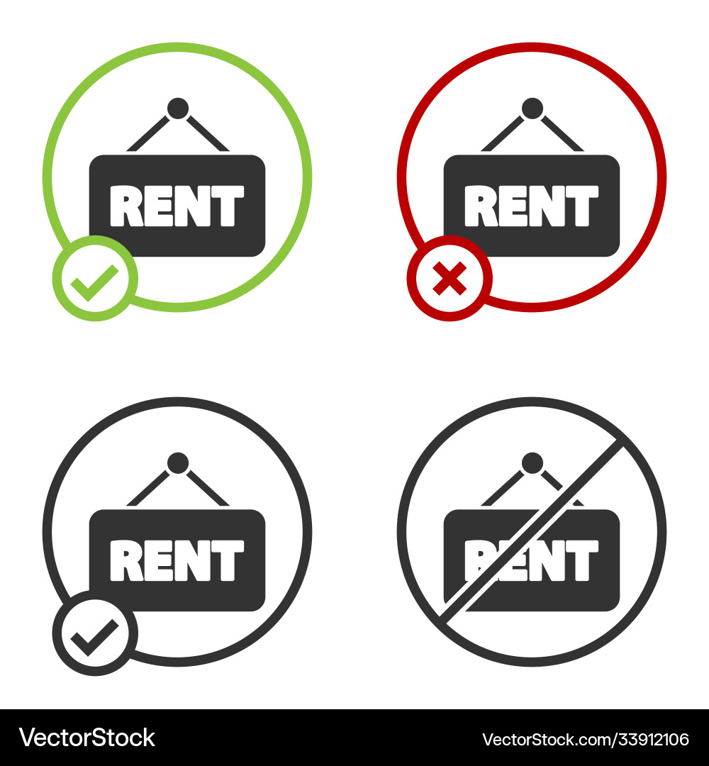 Black hanging sign with text rent icon isolated Vector Image