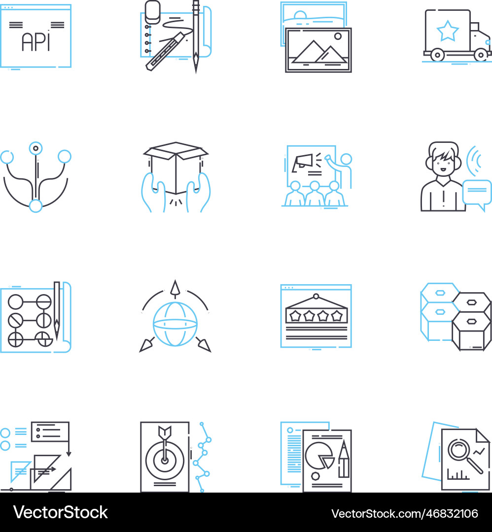 Branding agency linear icons set identity logo Vector Image