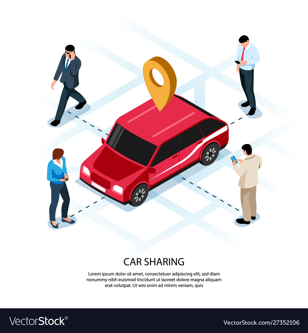 Car sharing isometric composition Royalty Free Vector Image