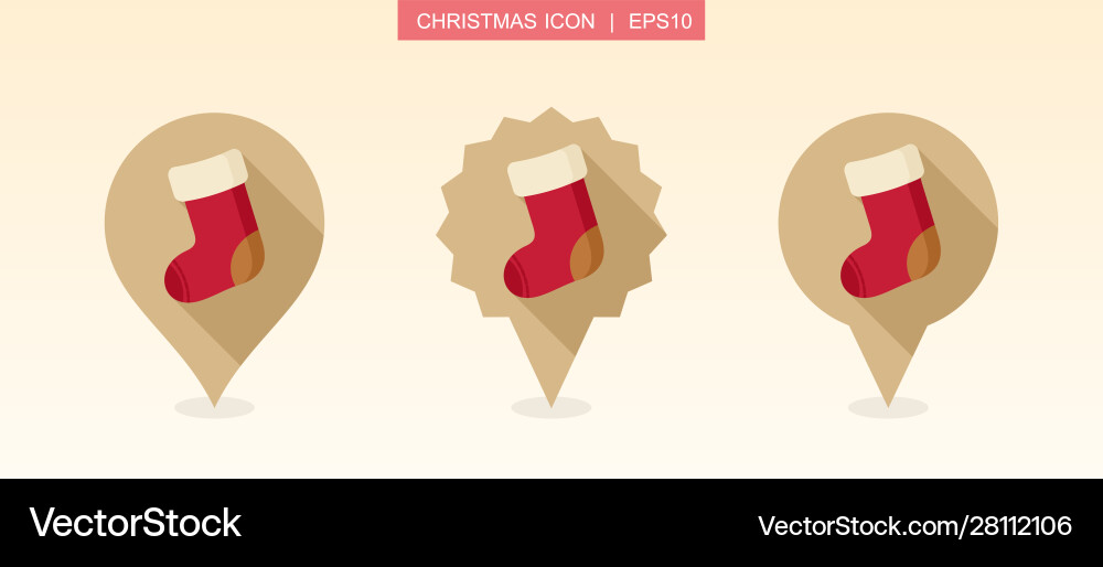 Christmas socks pin map icon sign Royalty Free Vector Image
