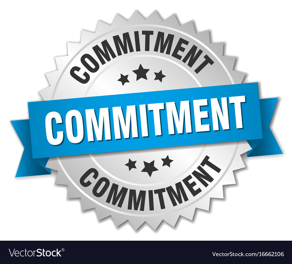 Commitment round isolated silver badge Royalty Free Vector