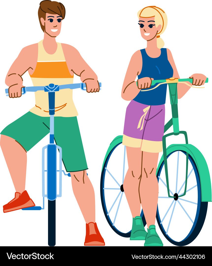 Couple biking Royalty Free Vector Image - VectorStock