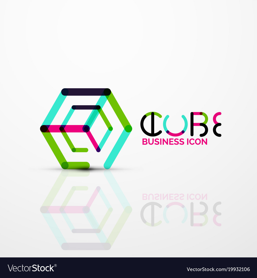 Cube idea concept logo line Royalty Free Vector Image