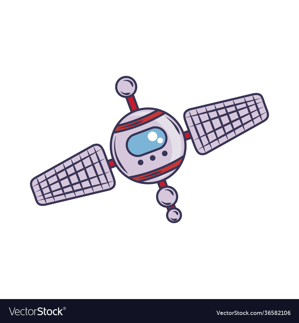 Cute space satellite Royalty Free Vector Image
