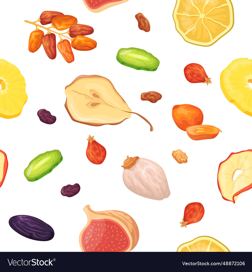 Dried fruits pattern seamless texture Royalty Free Vector