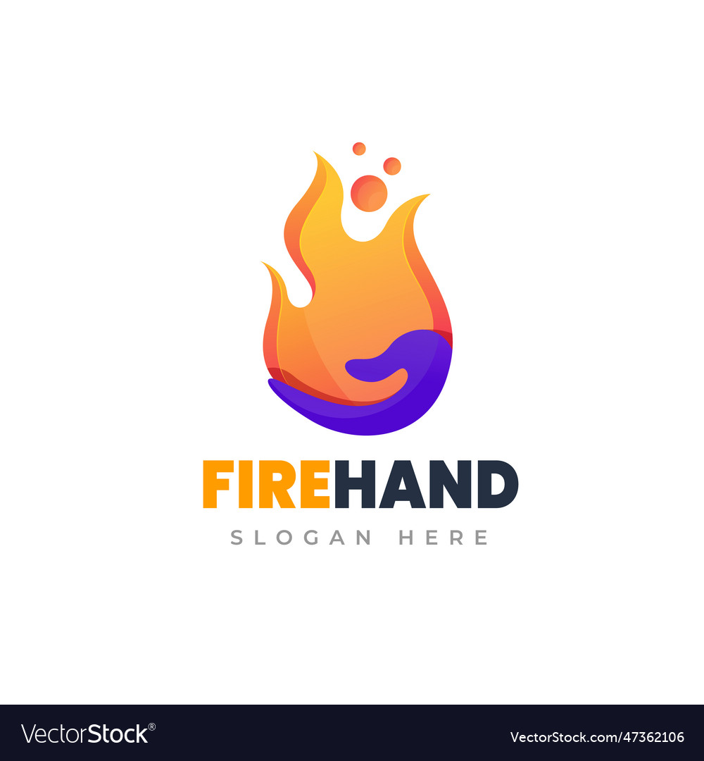Fire hand logo template design Royalty Free Vector Image