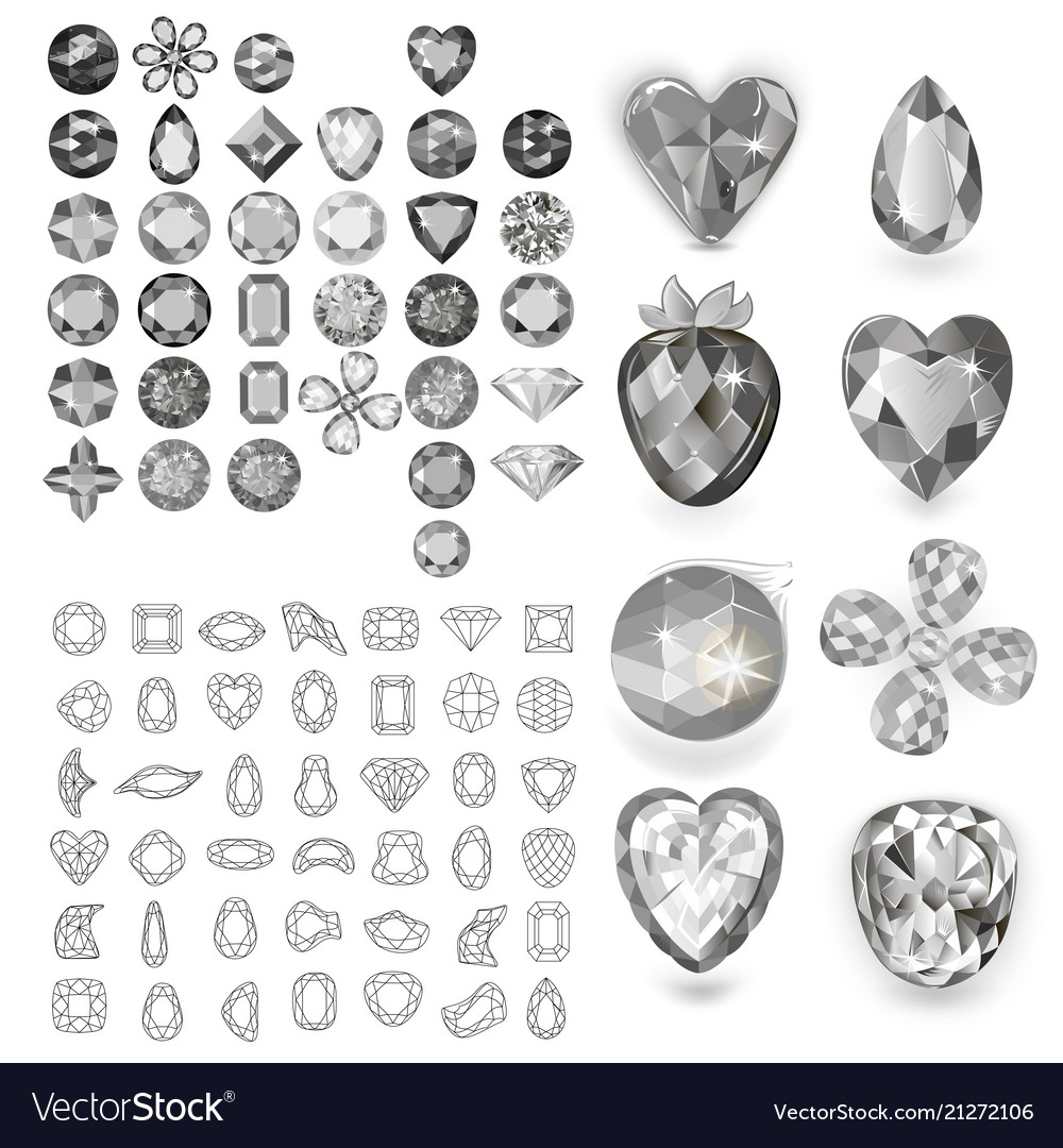 Greyscale gems set Royalty Free Vector Image - VectorStock