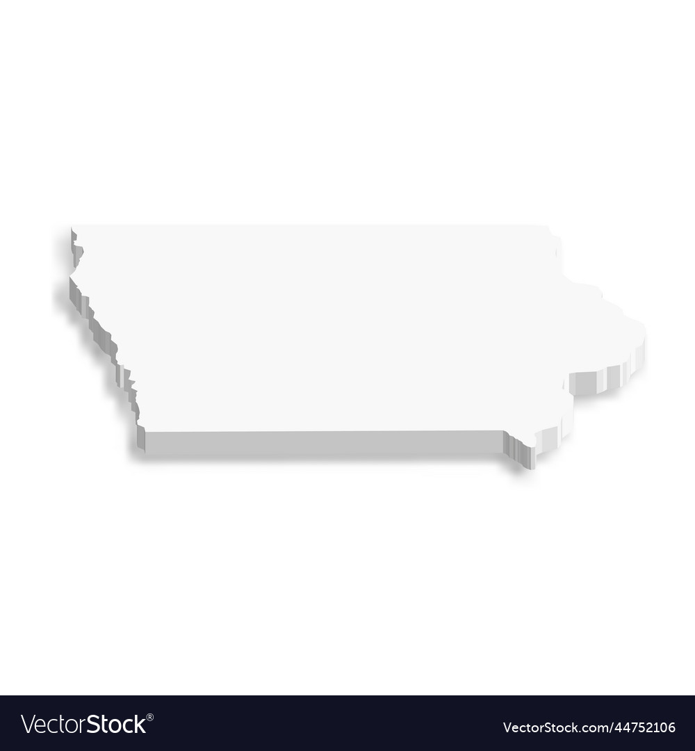 Iowa us state 3d map Royalty Free Vector Image