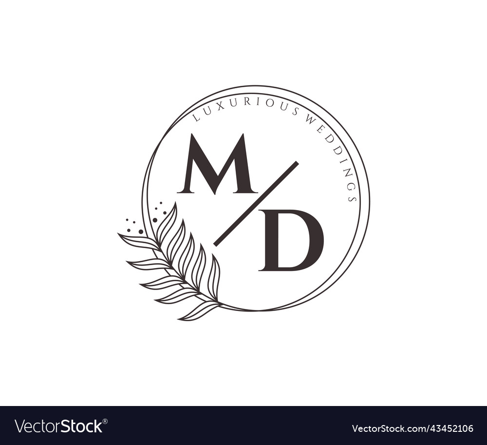 Md initials letter wedding monogram logos Vector Image