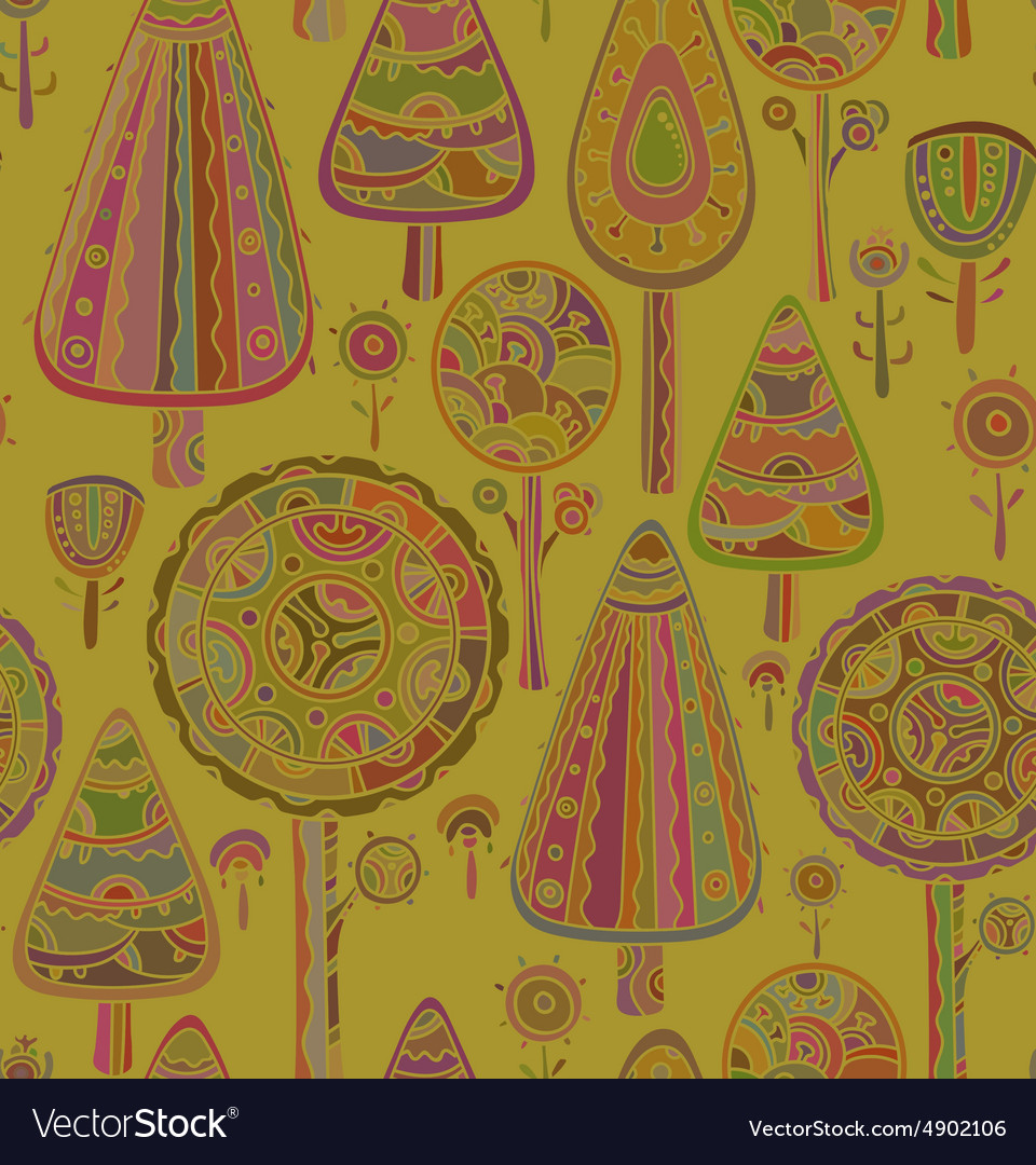 Seamless pattern with trees Royalty Free Vector Image