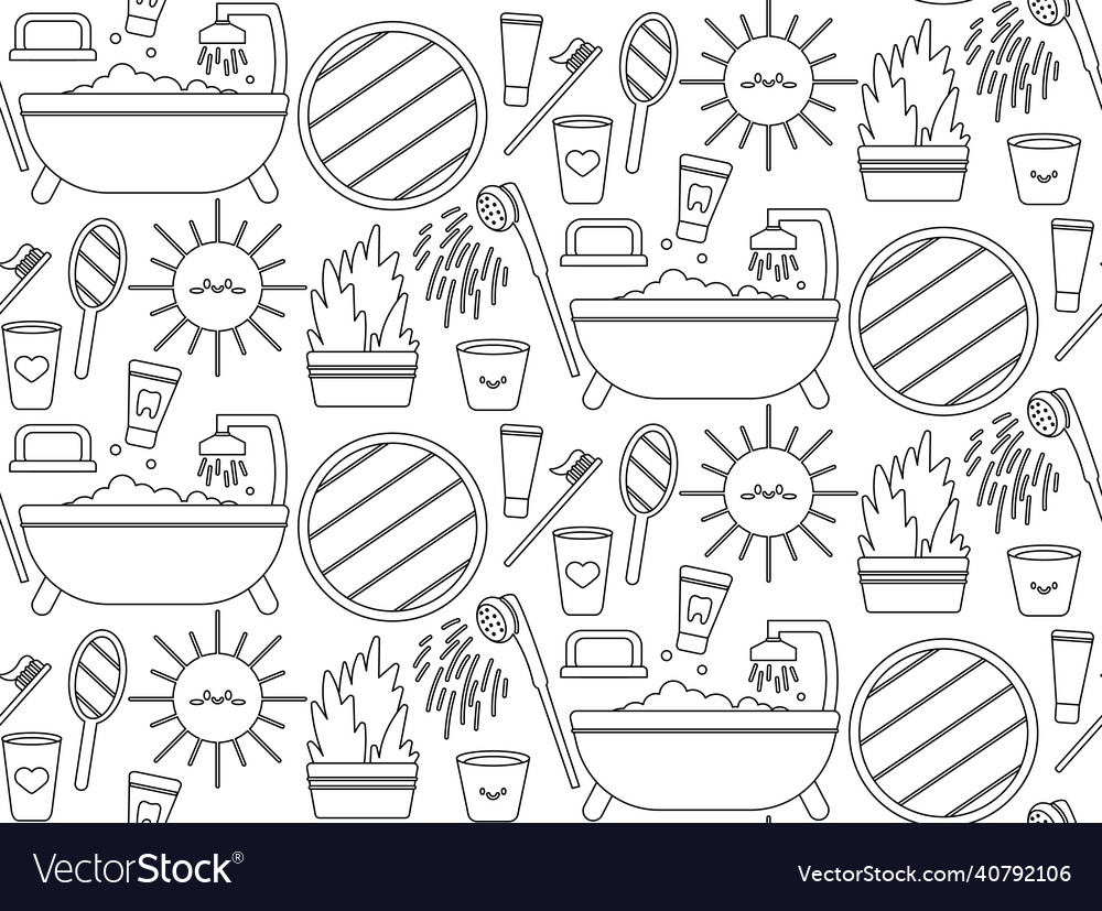 Seamless repeating bathroom pattern with shower Vector Image