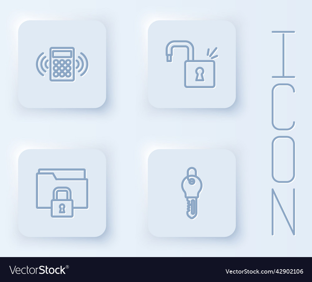 Set Line Security Keypad Access Panel Open Vector Image