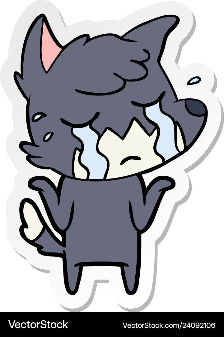 Sticker of a crying fox shrugging shoulders Vector Image