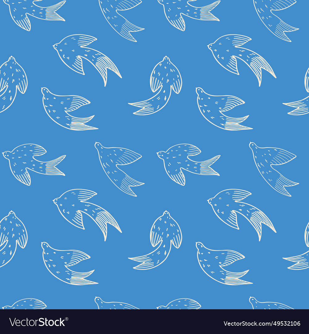 Swallows in sky repeating background Royalty Free Vector