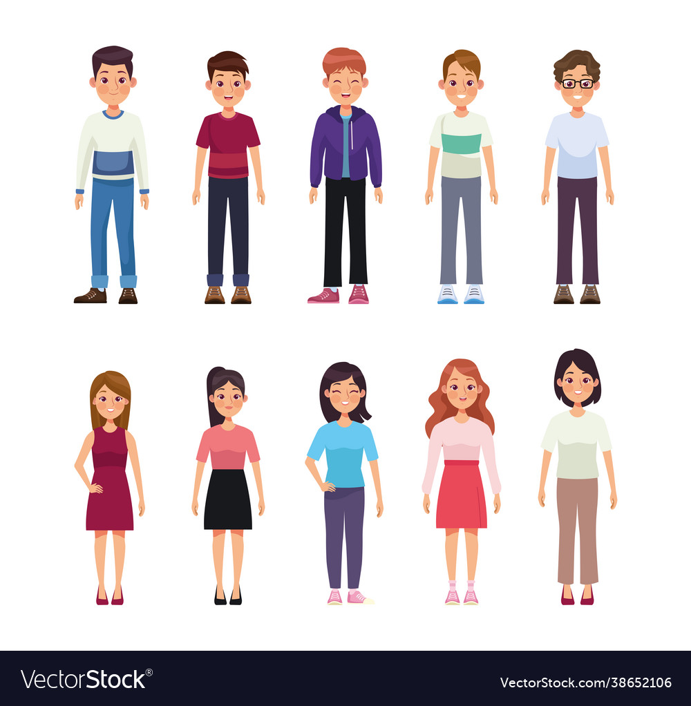 Ten persons characters Royalty Free Vector Image