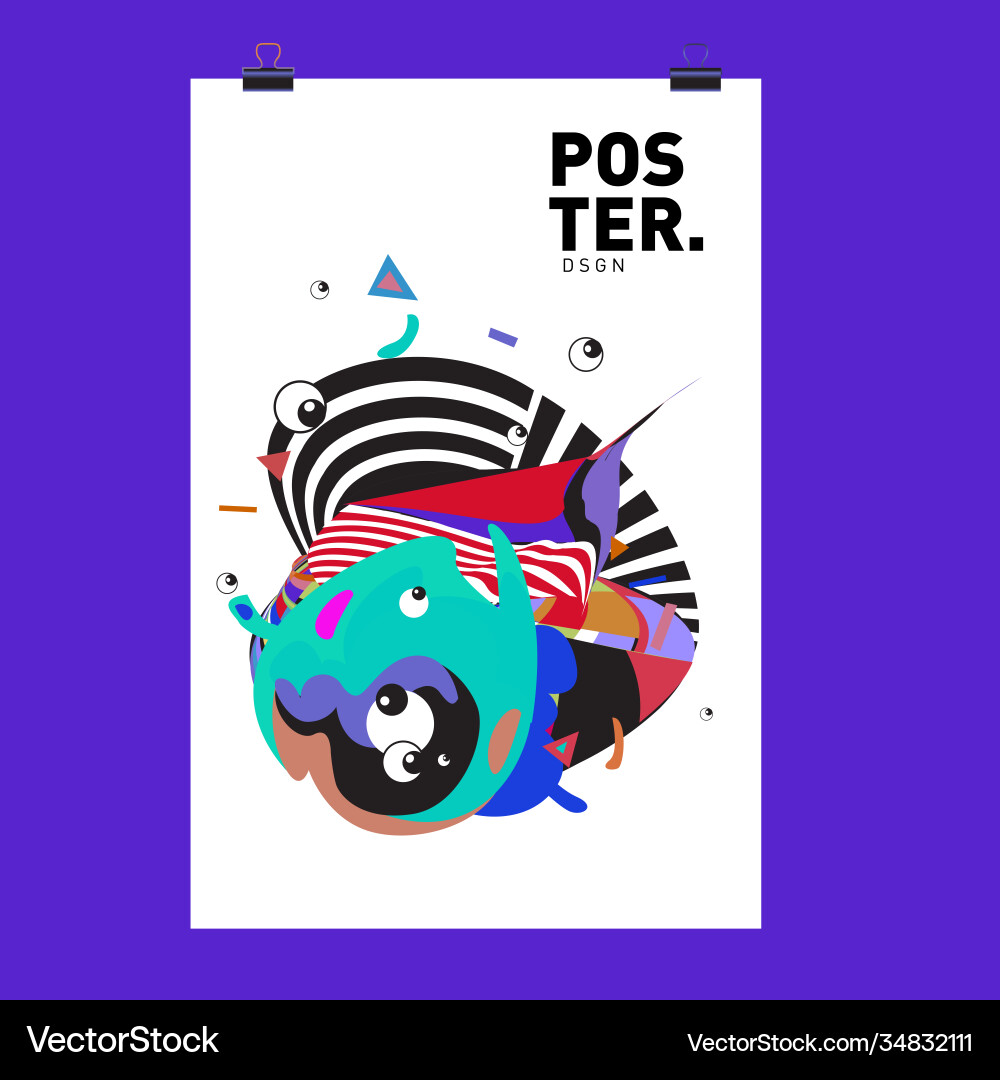 Abstract colorful cartoon character cover Vector Image