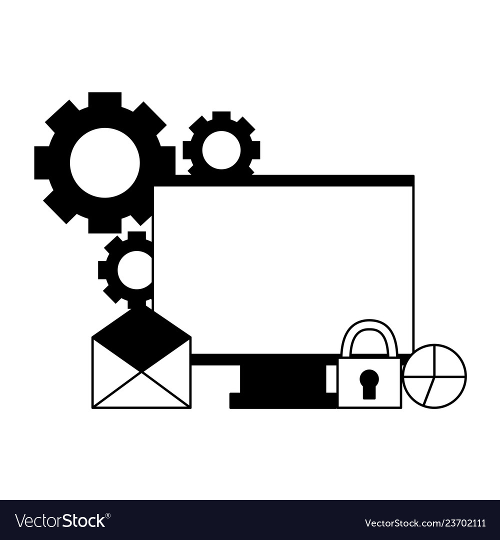 Computer email chart security setting Royalty Free Vector