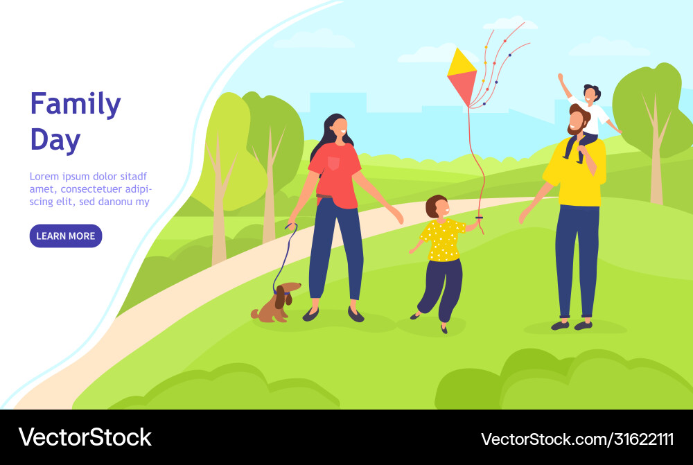 Family day in park concept Royalty Free Vector Image