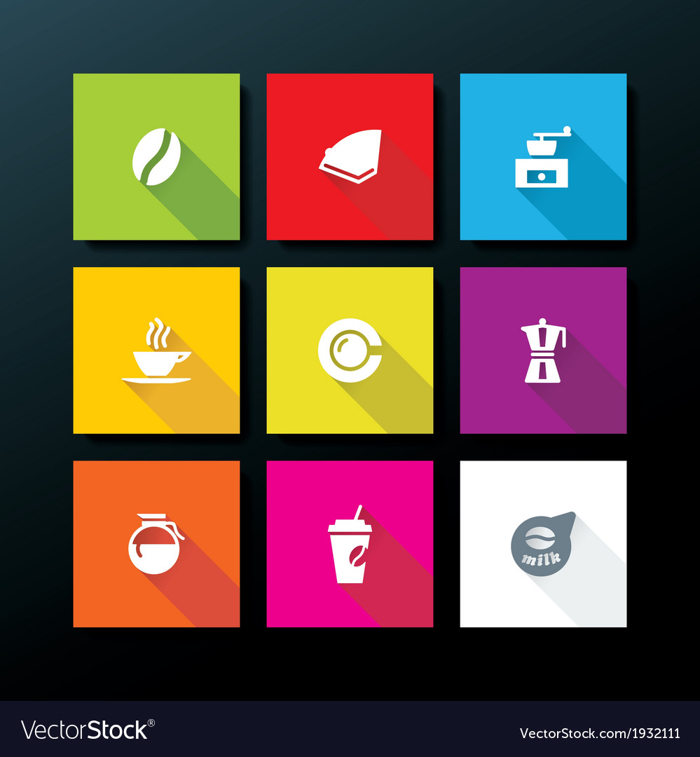 Flat coffee icon set Royalty Free Vector Image