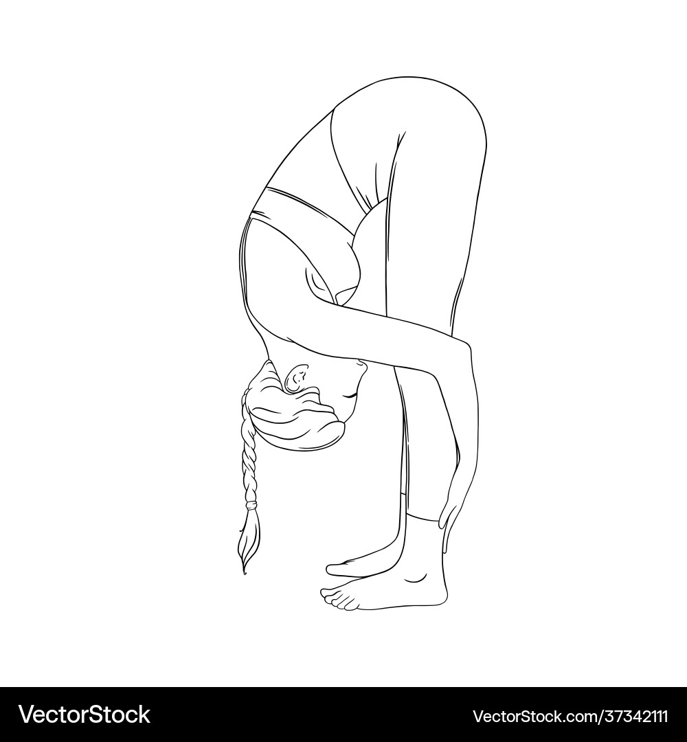 Flexible yogi woman hatha yoga forward fold pose Vector Image