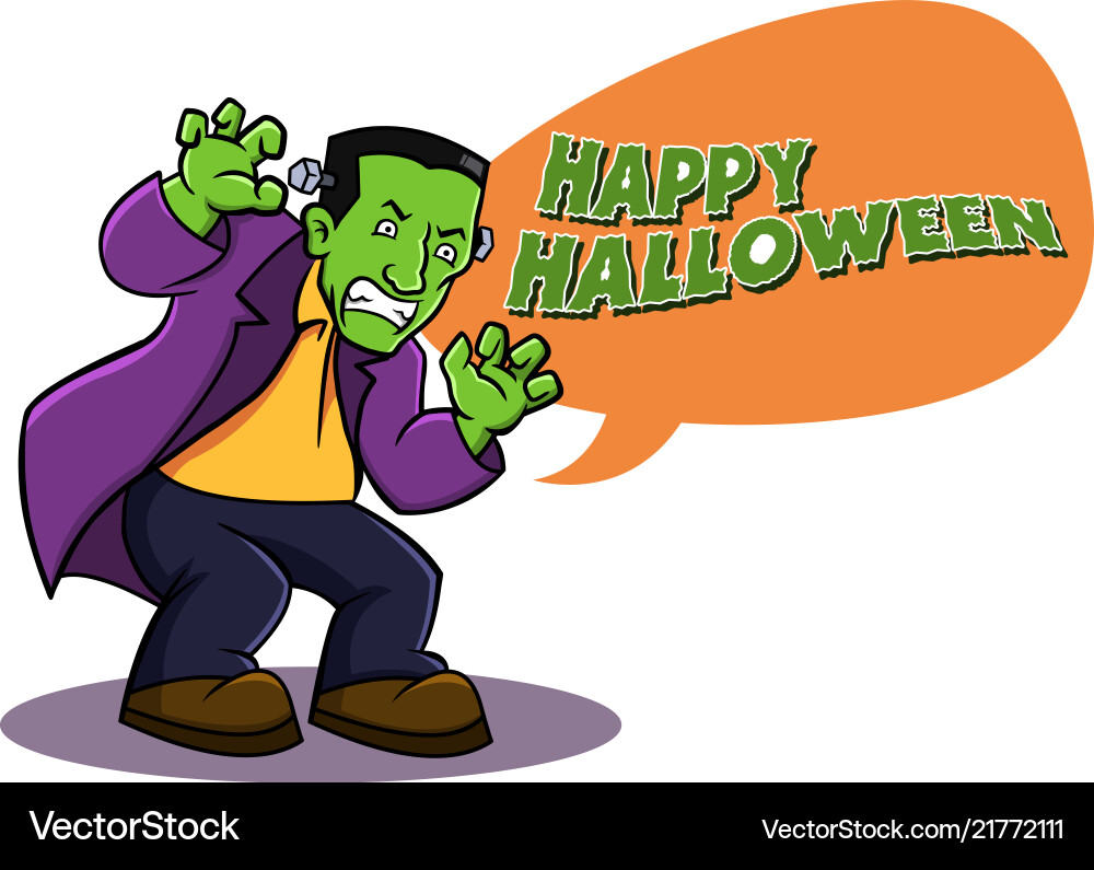 Frankenstein say happy halloween Royalty Free Vector Image