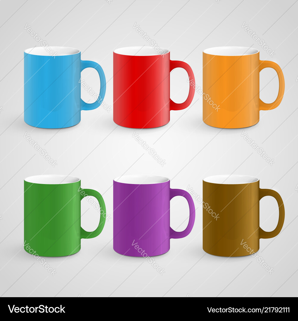 Realistic mugs Royalty Free Vector Image - VectorStock