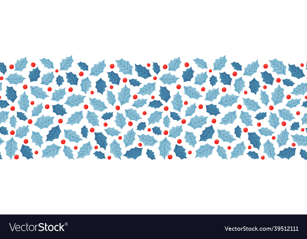 Seamless christmas border with holly leaves Vector Image